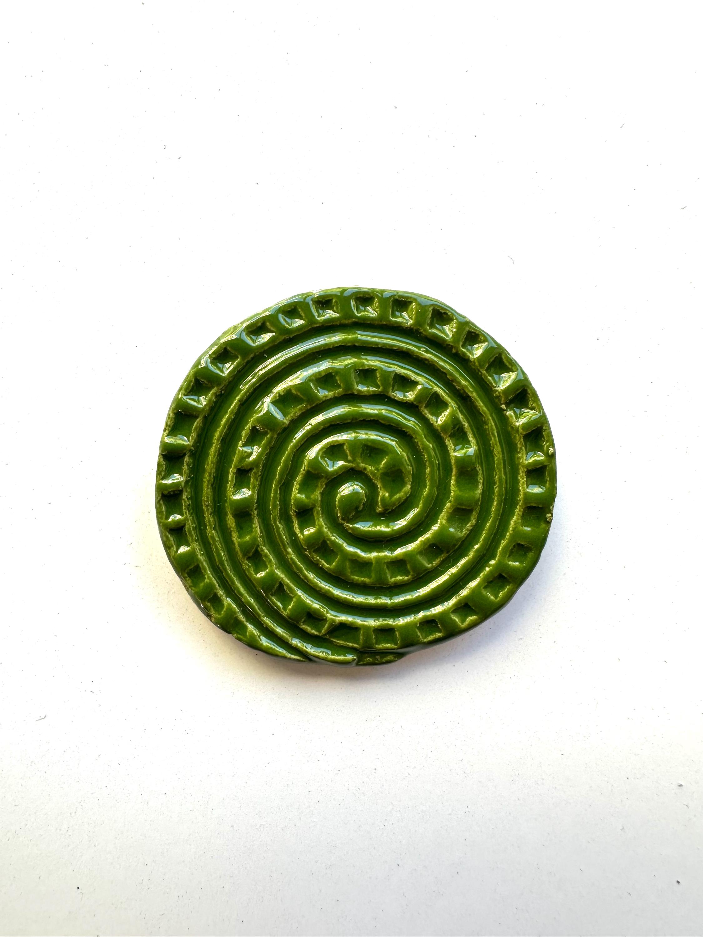 Handmade Ceramic Circle Tile With a Swirl for Use in Mosaics or Other ...