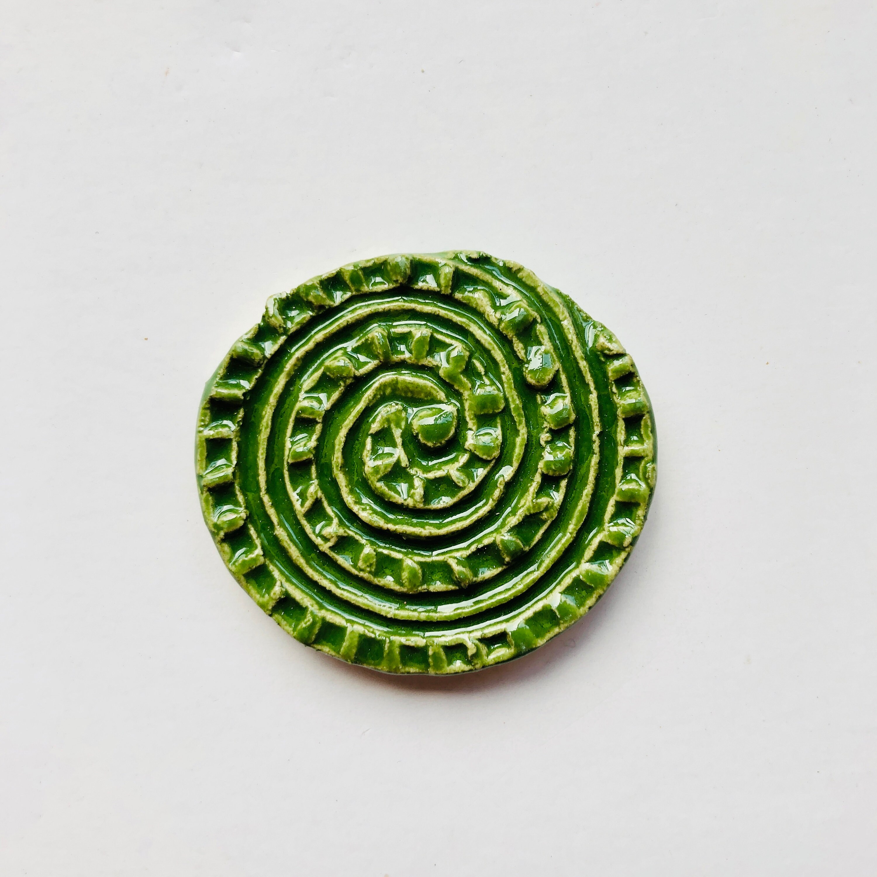 Handmade Ceramic Circle Tile with a Swirl for Use in Mosaics | Etsy