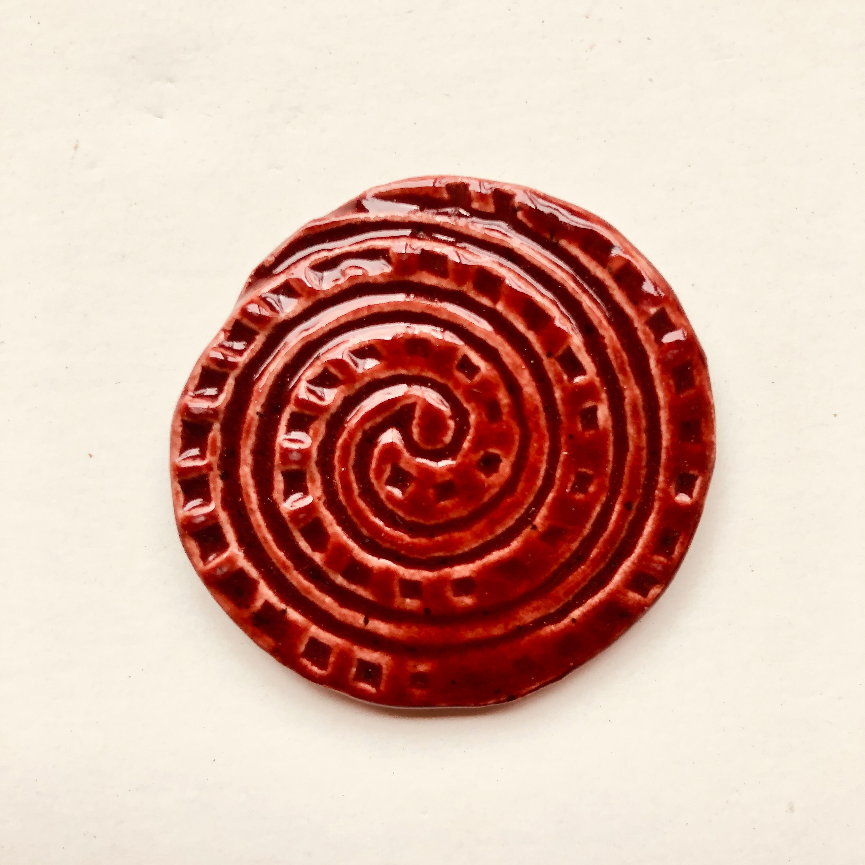 Handmade Ceramic Circle Tile with a Swirl for Use in Mosaics | Etsy