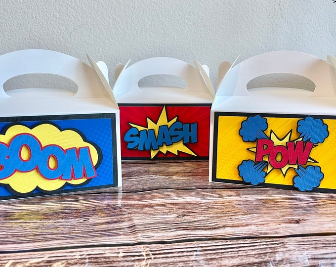 Comic Book Favor Boxes/comic Pow/comic Book Treat Box/superhero ...