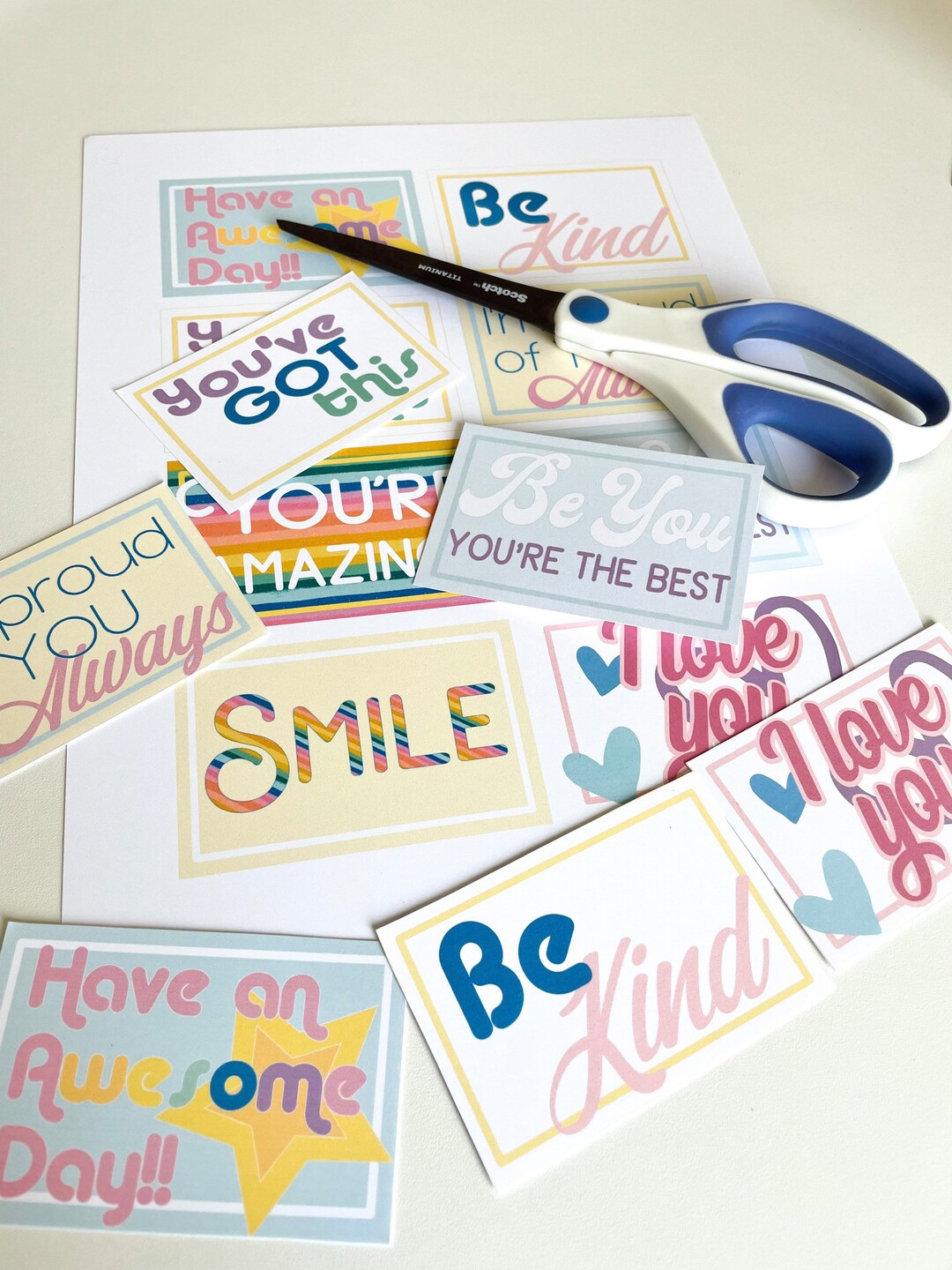 Printable School Lunch Notes Pastel Colors/positive Affirmation Cards ...