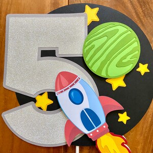 Space Birthday Cake Topper: Rocket, Planets, and Stars - Etsy