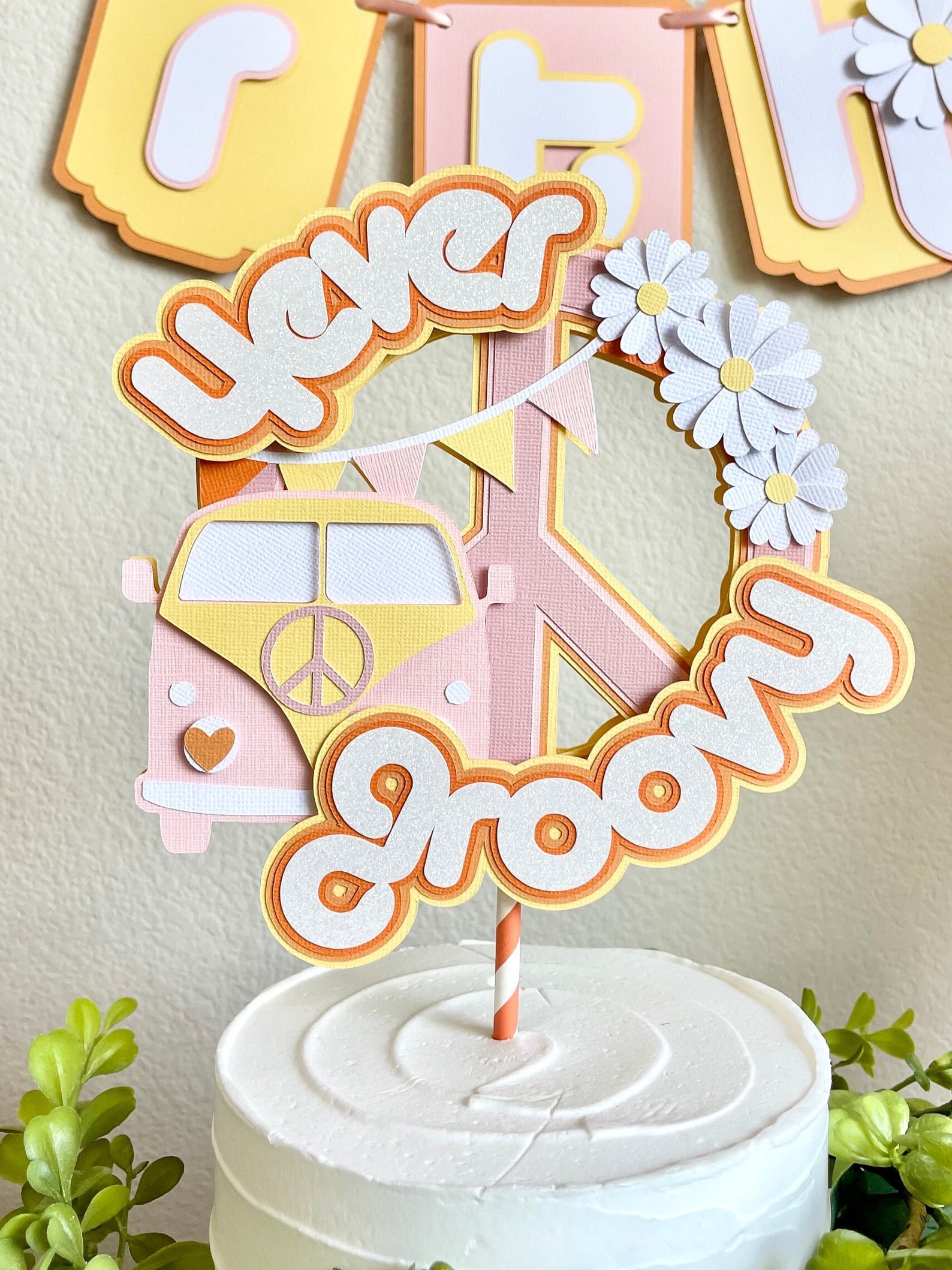 Four Ever Groovy/4 Ever Groovy/retro/hippie Cake Topper - Etsy