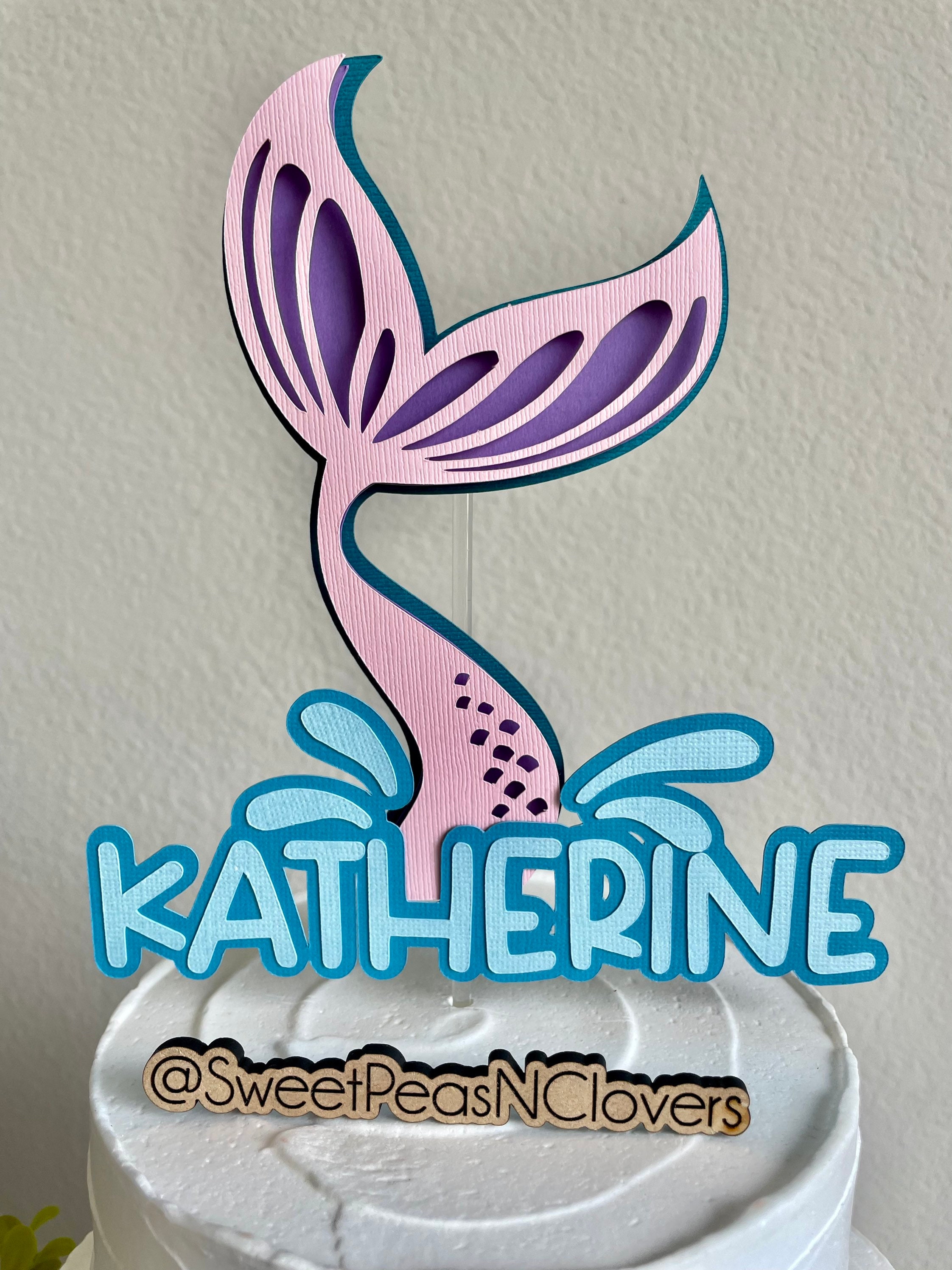 Mermaid Tail Cake Topper, Personalized Party Decoration - Etsy