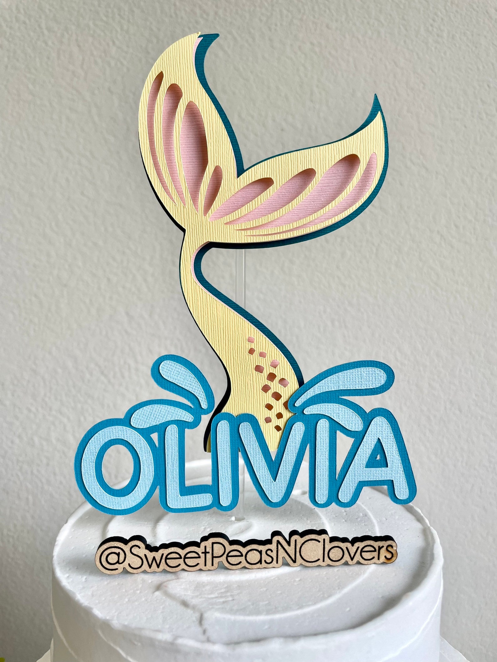 Mermaid Tail Cake Topper, Personalized Party Decoration - Etsy