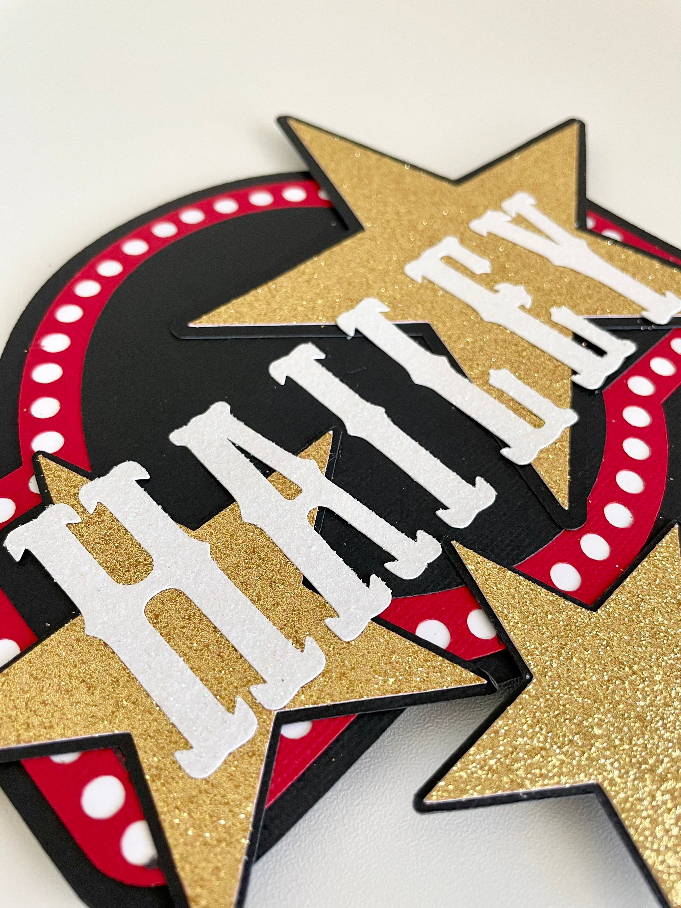 Personalized Movie Night Cake Topper, Hollywood Glitter Stars - Etsy