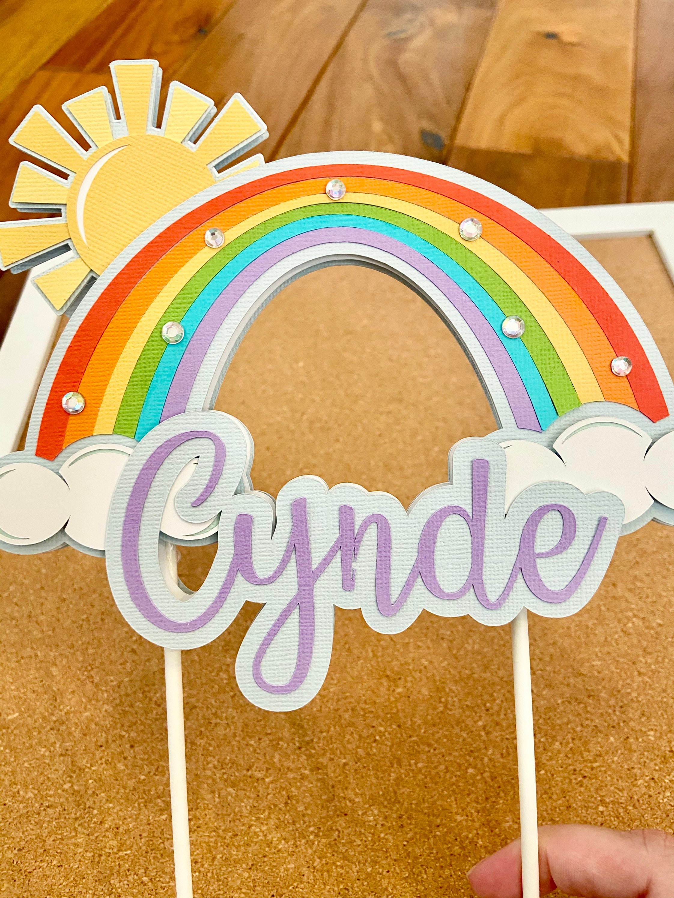 Sparkly Rainbow Cake Topper, Customized Name - Etsy