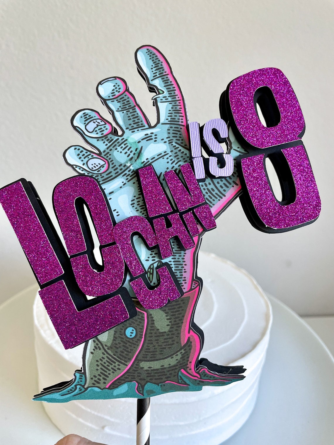 Personalized Glitter Zombie Hand Cake Topper, Halloween Party Decor - Etsy