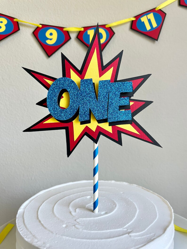 Comic Book Cake Topper/comic Pow/superhero 1st Birthday/comic - Etsy