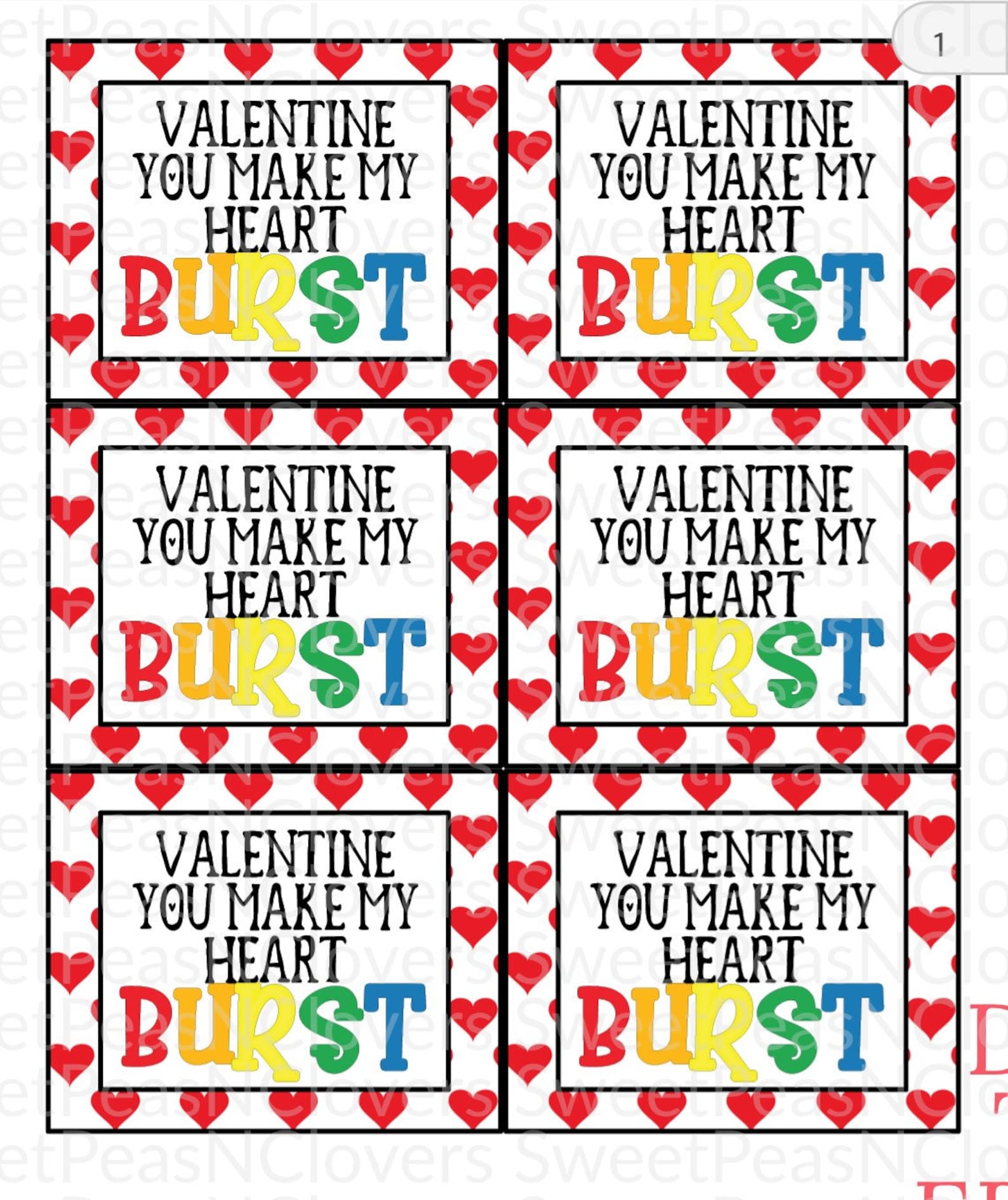 Printable Starburst Valentine's Day Cards (digital Download) - Etsy