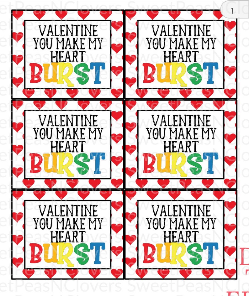 Printable Valentines/starburst Valentine/valentine Party Favors ...