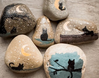 Small Painted Winter Stones, Set of 4, Painted Rocks, Rock Art, Rock ...