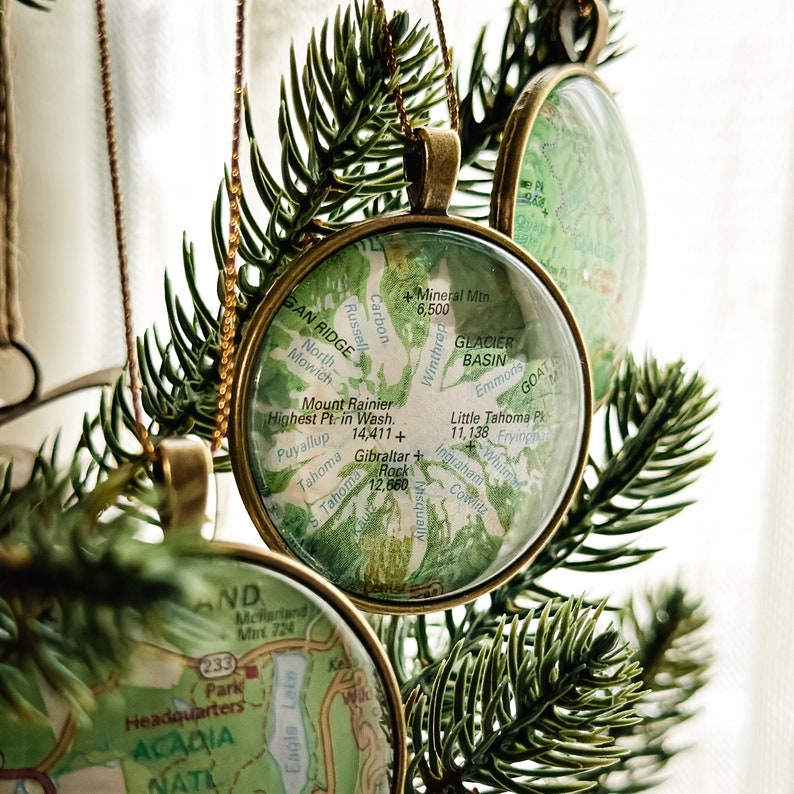 Upcycled National Park Map Christmas Ornament, Map Ornaments, Travel ...