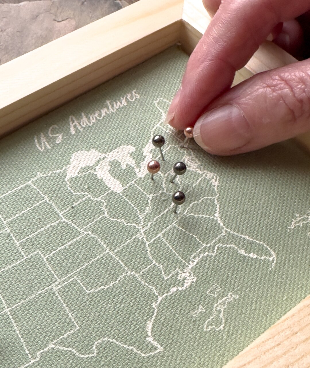 Green Push Pin Map, 5 X 7 Small Travel Adventure Map, Checklist Map ...