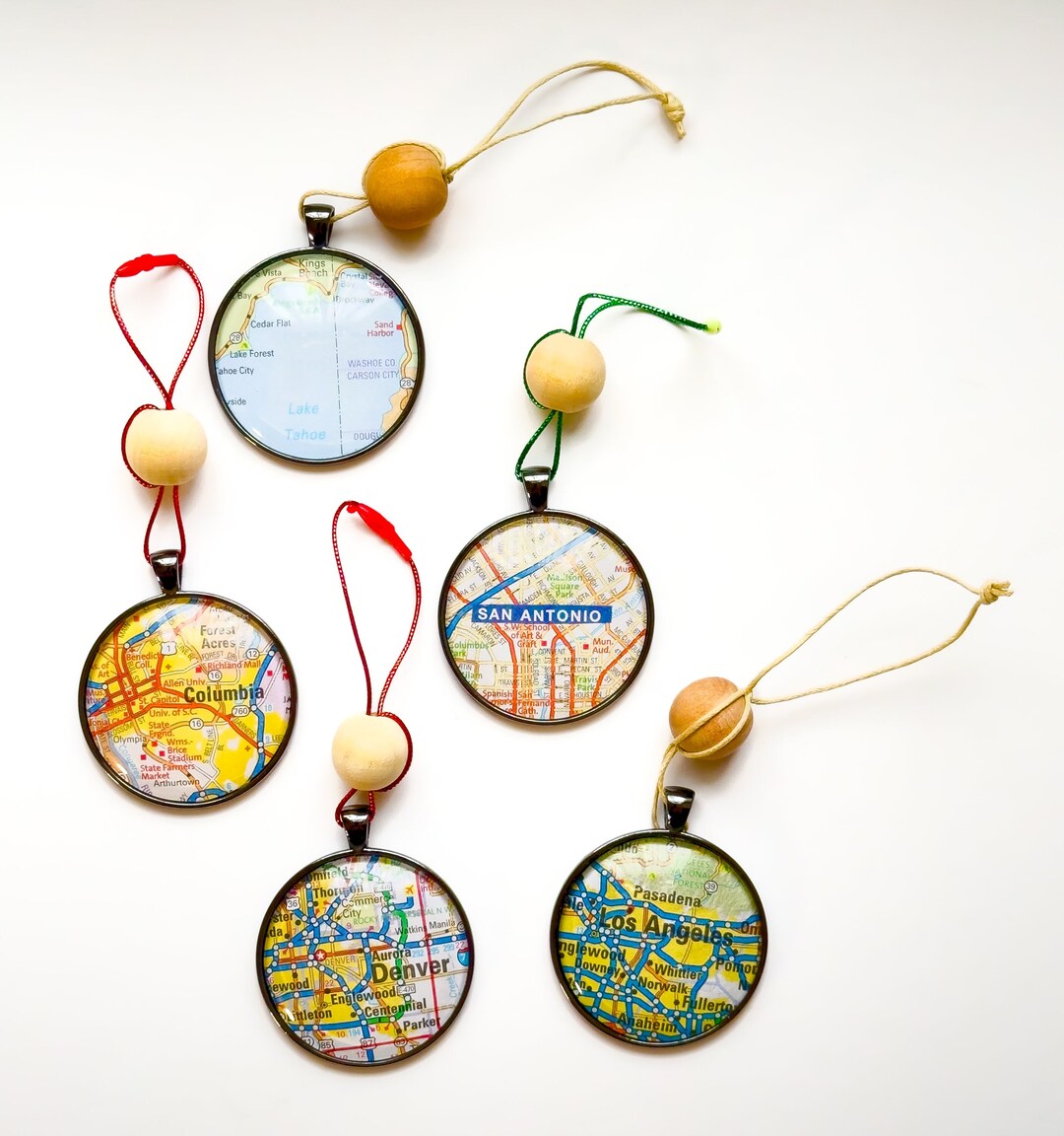 Upcycled US City Map Christmas Ornament, Map Ornaments, Travel Memento ...