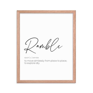 Ramble; Printable Travel Words and Definition. Typography Artwork ...