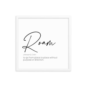 Roam; Printable Travel Words and Definition. Typography Artwork ...