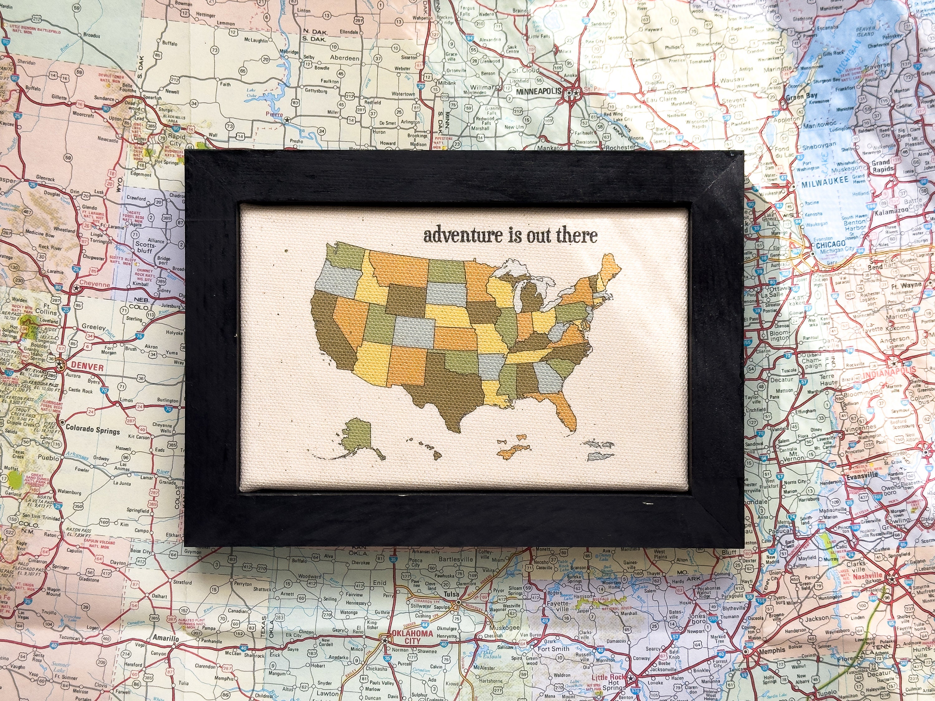 Mini Retro Push Pin Map, Small Travel Adventure Map, Checklist Map ...