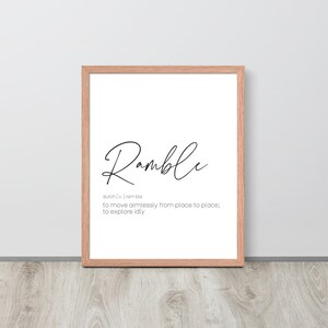 Ramble; Printable Travel Words and Definition. Typography Artwork ...