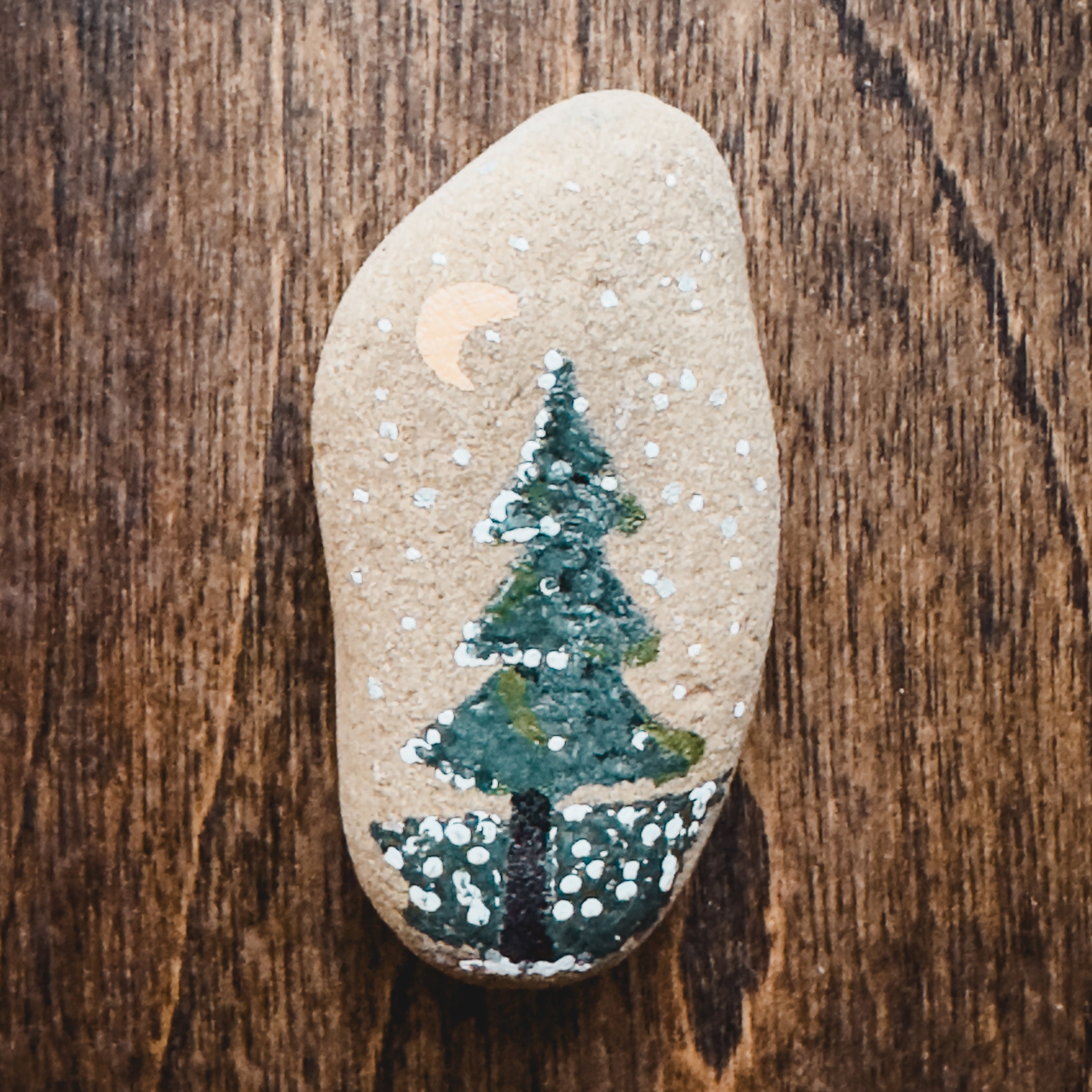 Small Painted Winter Stones, Set of 4, Painted Rocks, Rock Art, Rock Painting, Winter Art, Hand ...