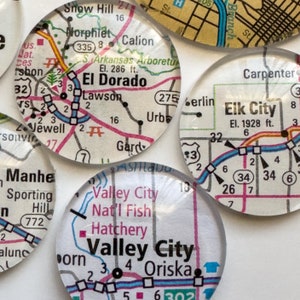 Upcycled US Map Magnets, Memento Travel Magnet, Personalized Cities ...