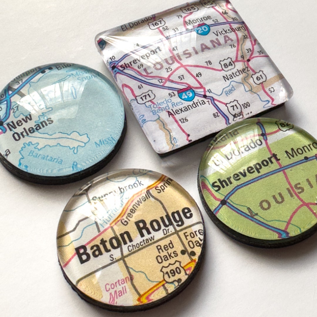 Louisiana & Citiesbaton Rouge, New Orleans, Shreveport Upcycled Map ...