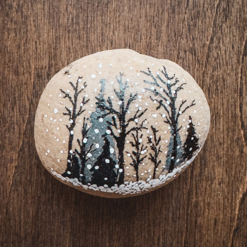 Small Painted Winter Stones, Painted Rocks, Rock Art, Painted Stone, Rock Painting, Winter Art ...