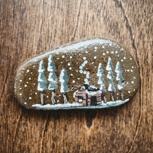 Small Painted Winter Stones, Set of 4, Painted Rocks, Rock Art, Rock ...