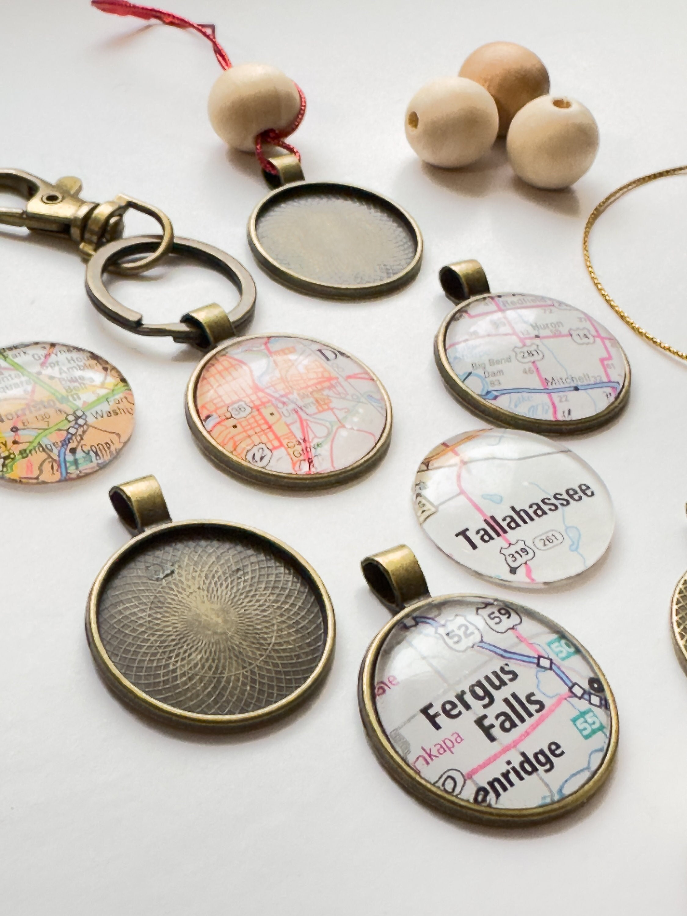 Personalized Pendant With Custom Map Location, Upcycled Map Keepsake ...