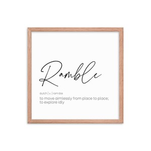 Ramble; Printable Travel Words and Definition. Typography Artwork ...