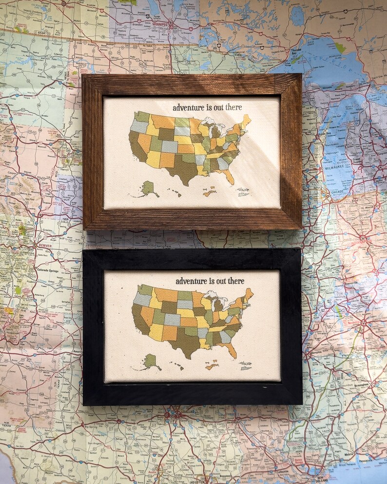 Mini Retro Push Pin Map, Small Travel Adventure Map, Checklist Map ...