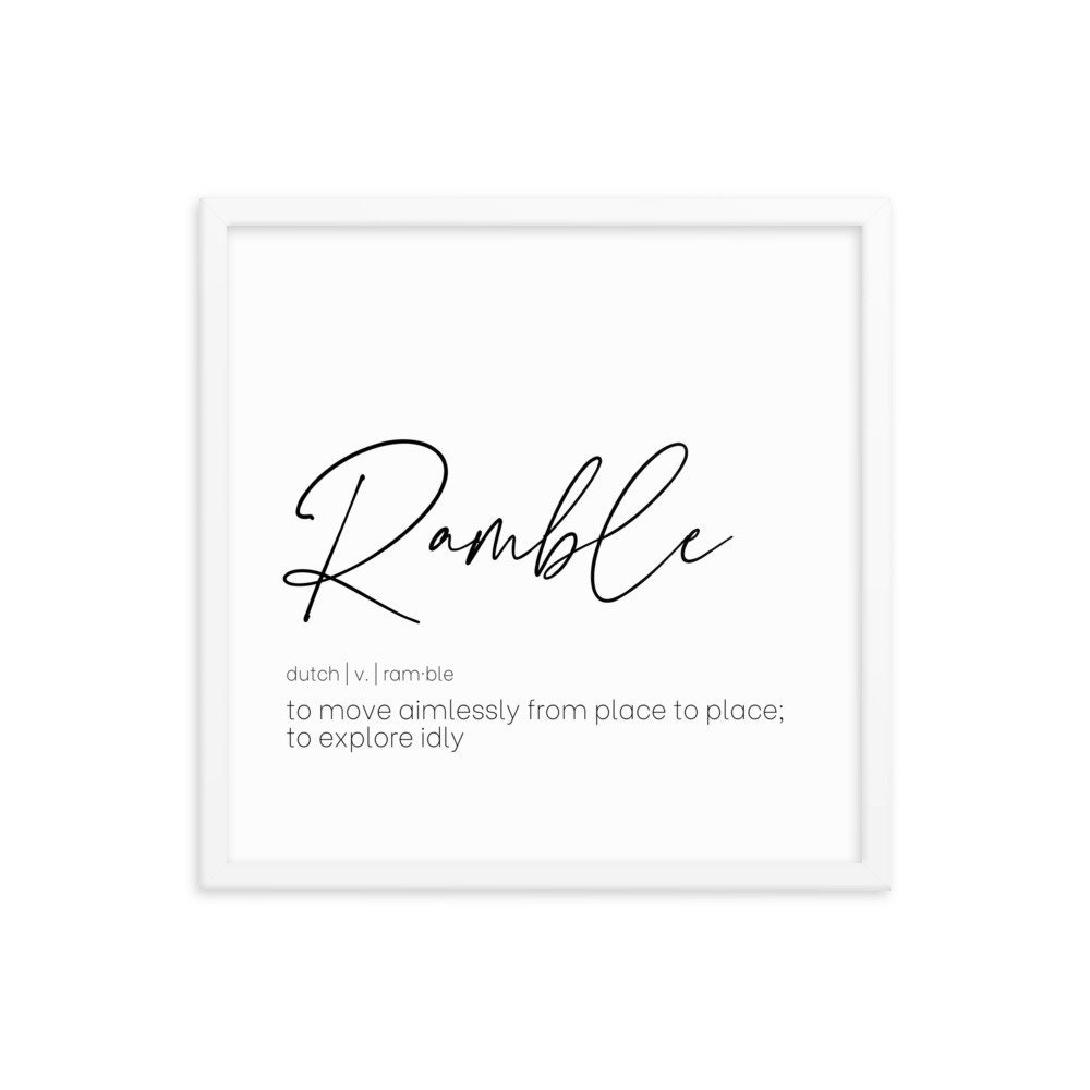 Ramble Printable Travel Words and Definition. Typography Artwork ...