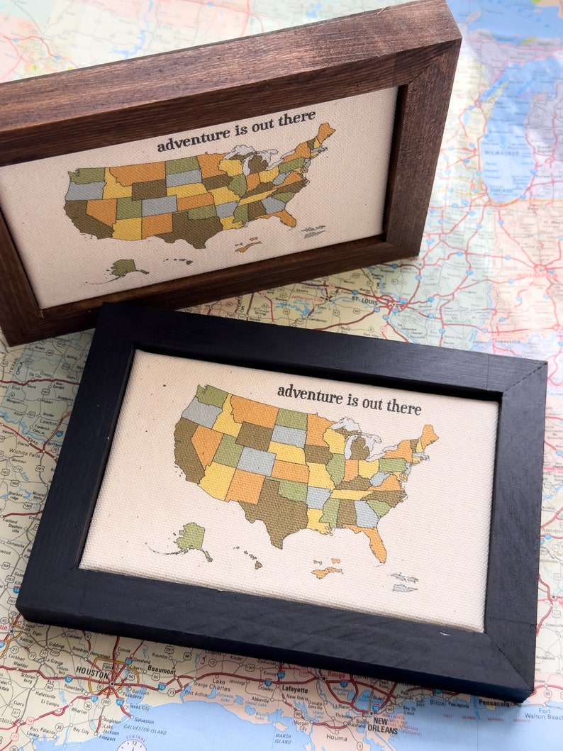 Mini Retro Push Pin Map, Small Travel Adventure Map, Checklist Map ...