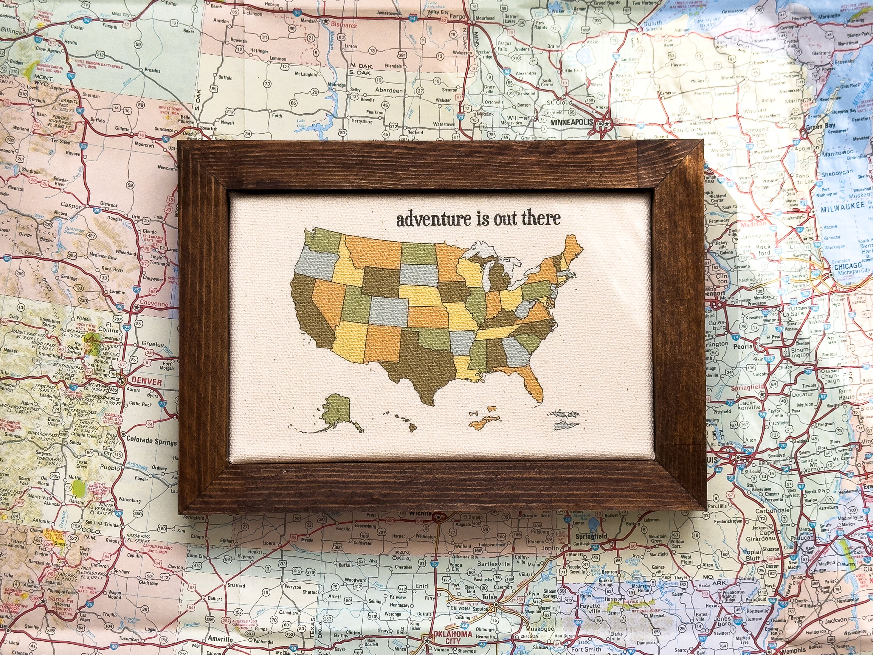 Mini Retro Push Pin Map, Small Travel Adventure Map, Checklist Map ...