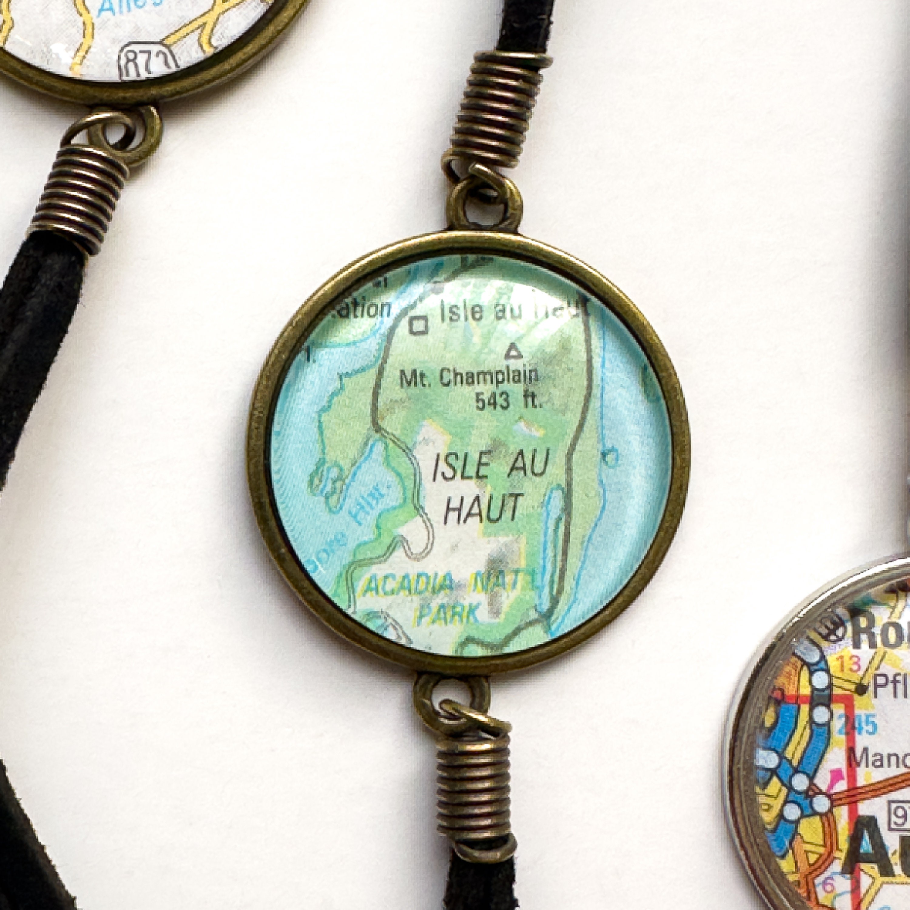 Unique Map Bracelet With Custom US Map Location, Upcycled Map Jewelry ...