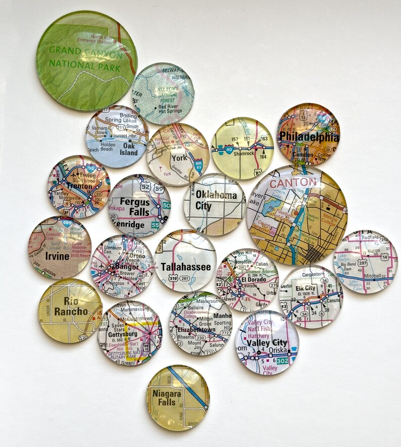 Personalized Cities Upcycled US Map Magnets, Set of 3, Travel ...