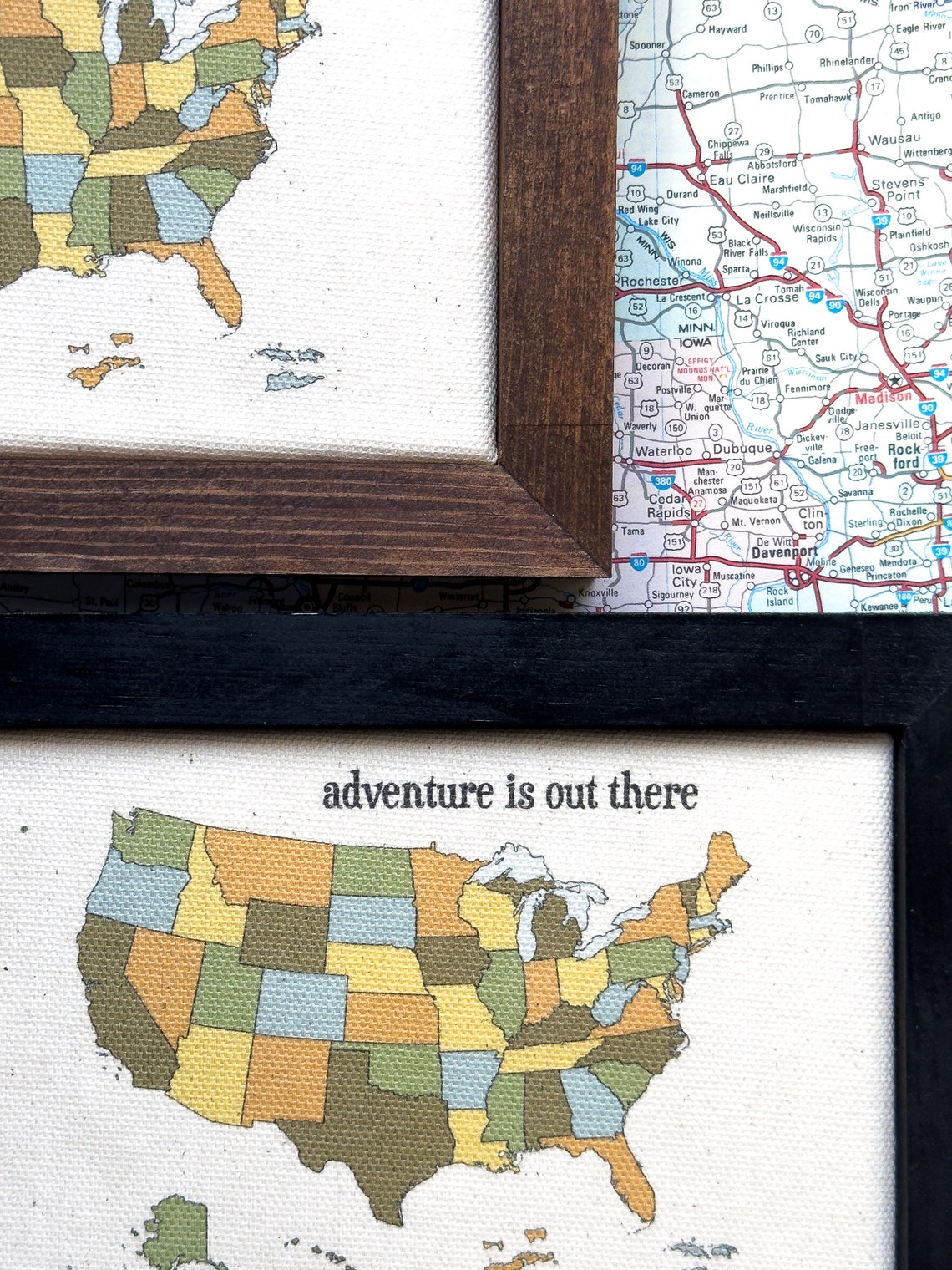 Mini Retro Push Pin Map, Small Travel Adventure Map, Checklist Map ...