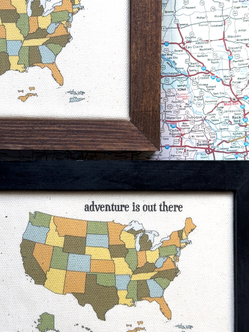 Mini Retro Push Pin Map, Small Travel Adventure Map, Checklist Map ...