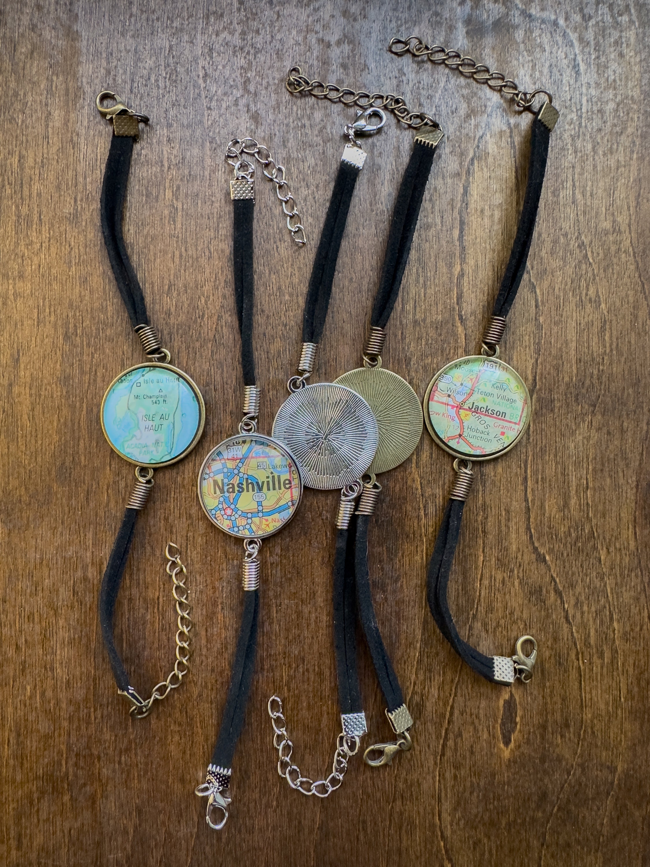 Unique Map Bracelet With Custom US Map Location, Upcycled Map Jewelry ...