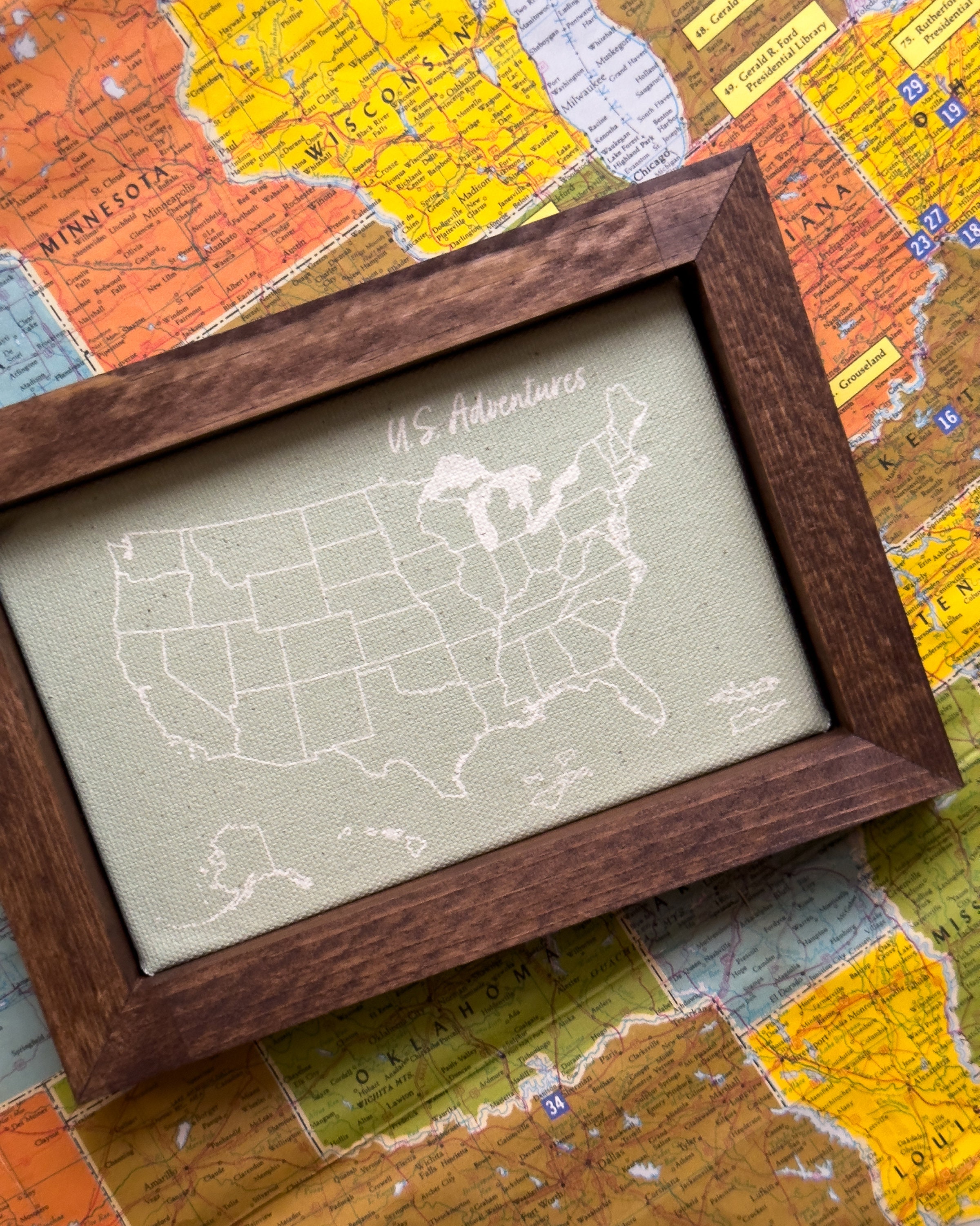 Green Push Pin Map, 5 X 7 Small Travel Adventure Map, Checklist Map ...