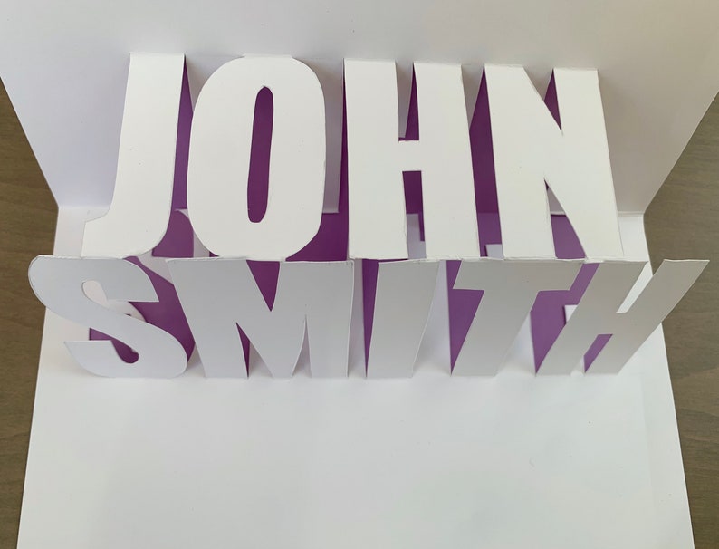 Customizable 3D Pop up Name Card - Etsy
