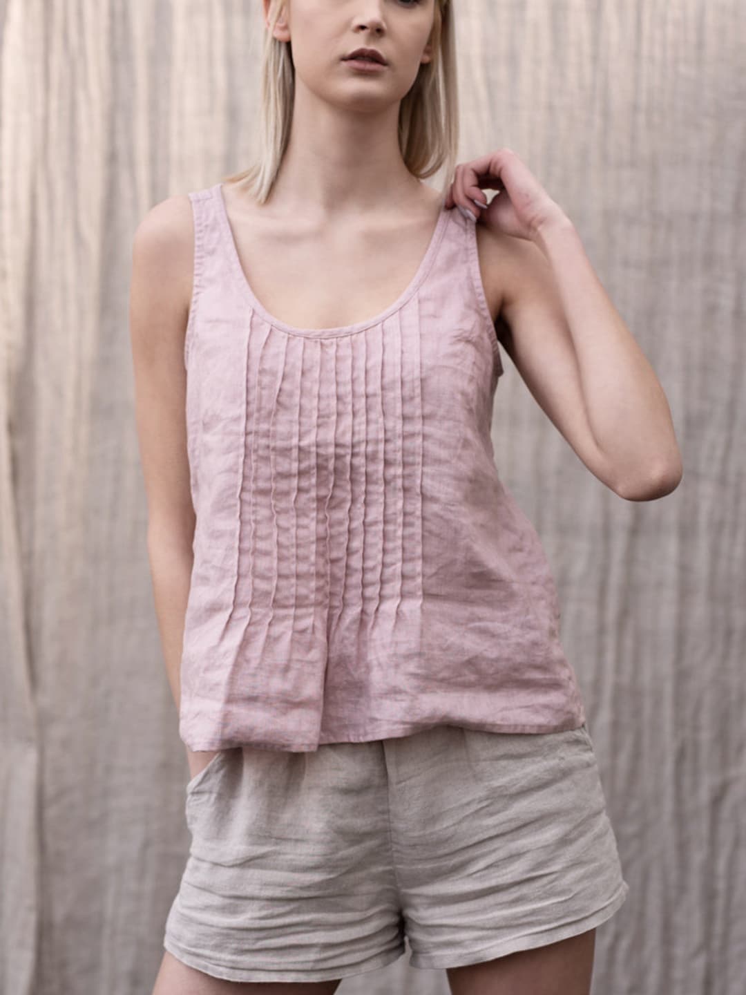 Linen Pleated Top With Straps. Linen Ladies T-shirt. 20 Colours - Etsy