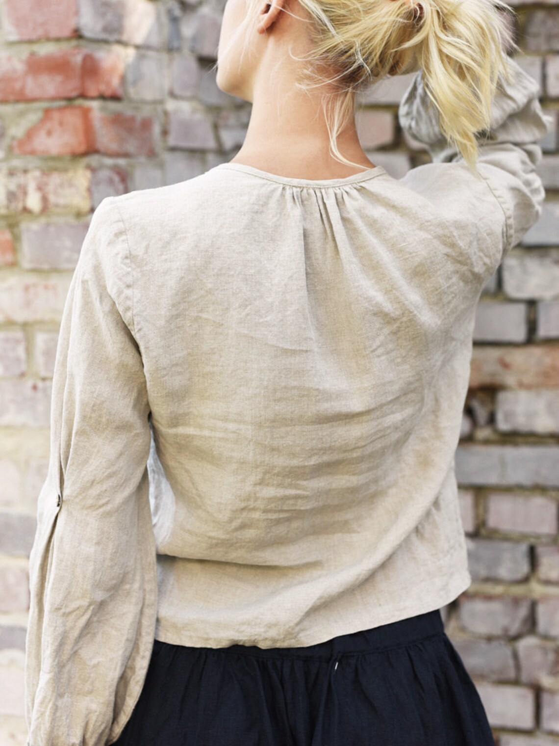 Women's Linen Cosy Blouse With Puffy Sleeves. Light Linen | Etsy