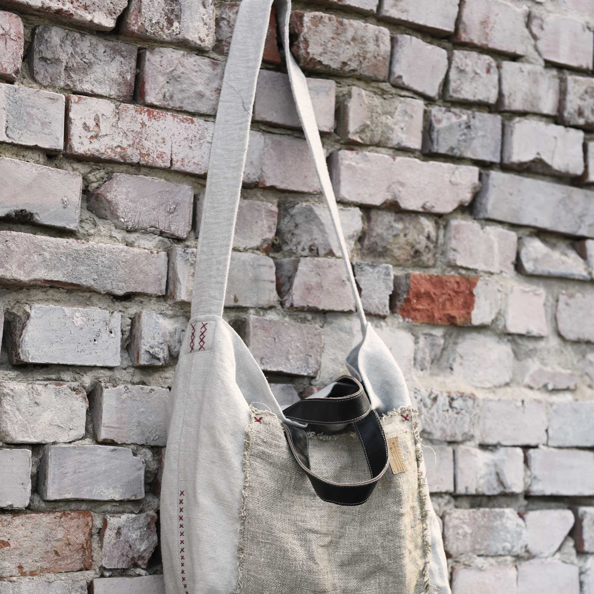 Shoulder Bag / Big, Heavy Linen Bag / Oryginal Linen Bag / Women Grey ...