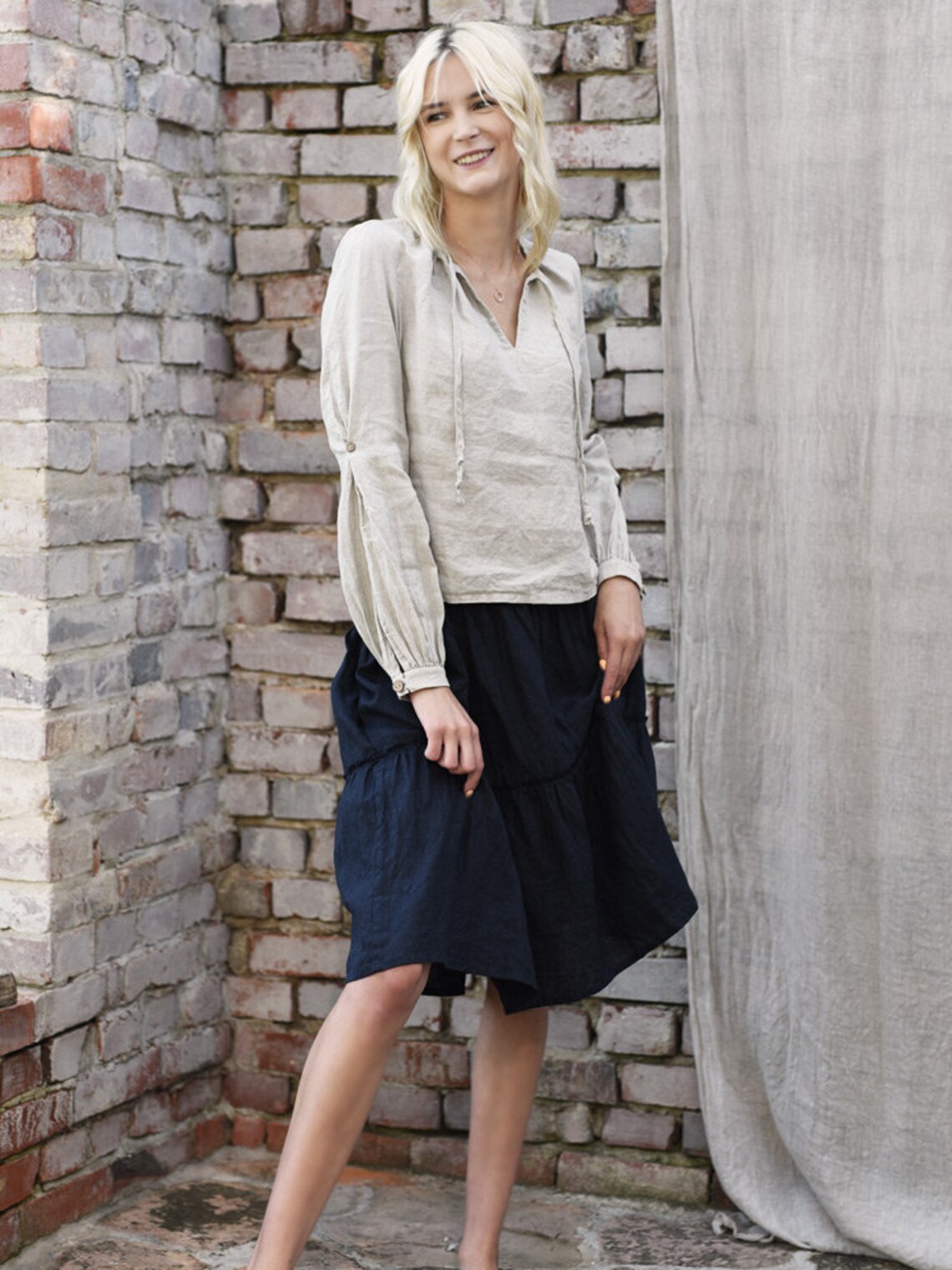 Women's Linen Cosy Blouse With Puffy Sleeves. Light Linen | Etsy