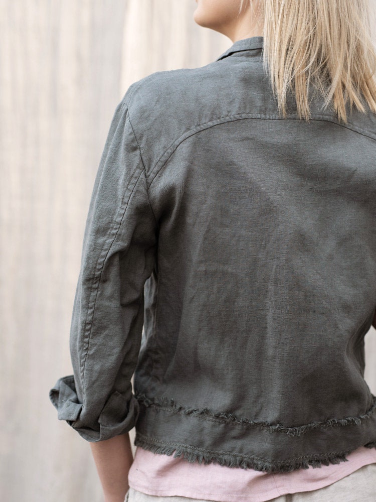 Ladies, Short, Linen Jacket. Summer Jacket With Collar. Women's Light ...