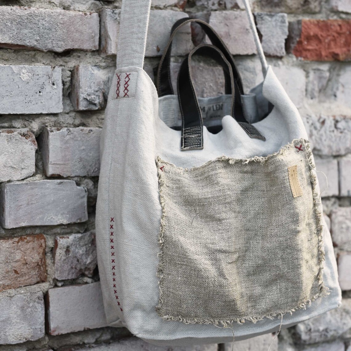 Shoulder Bag / Big Heavy Linen Bag / Oryginal Linen Bag / | Etsy