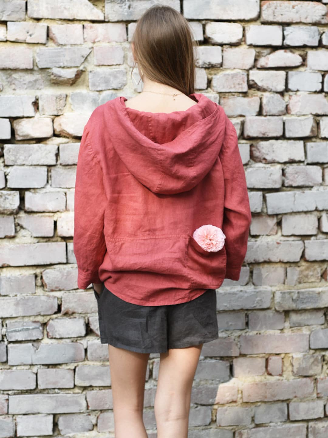 LINEN HOODIE SHIRT / Linen Womens Sweatshirt/ Linen Ladies Jumper/women ...