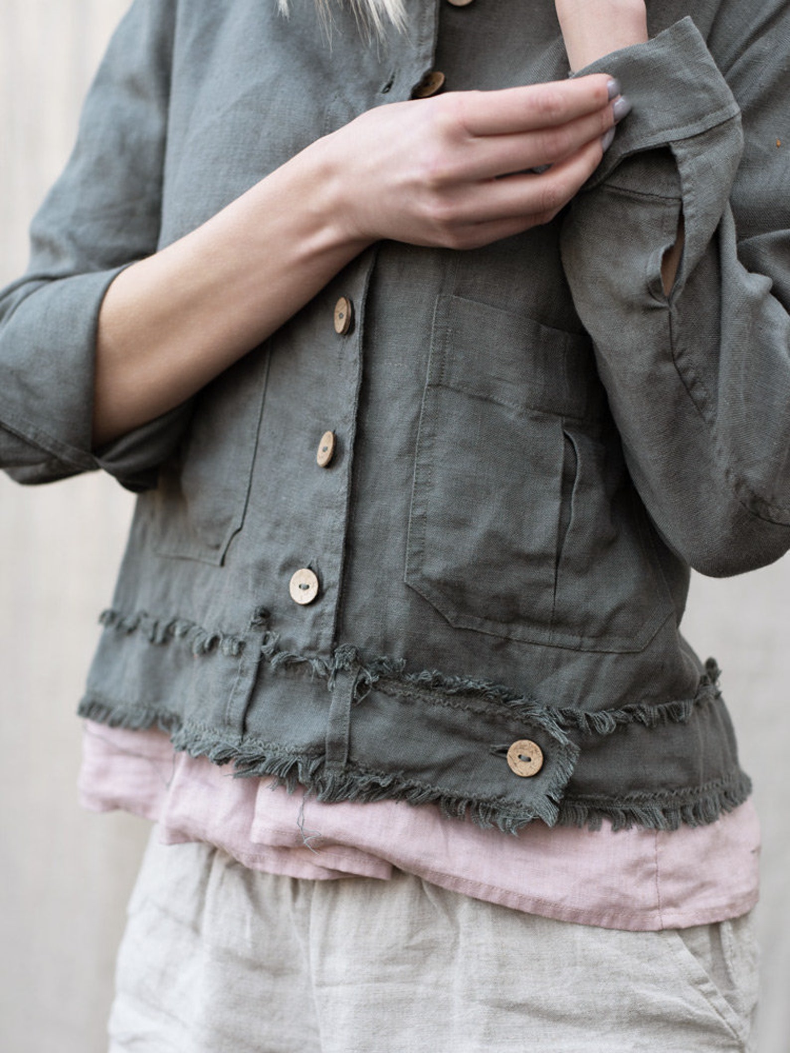 Ladies, Short, Linen Jacket. Summer Jacket With Collar. Women's Light ...