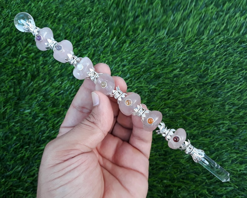 Crystal wand Rose quartz chakra healing stick meditation | Etsy